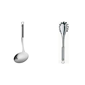 WMF Profi Plus Schaumlöffel Edelstahl 30 cm, Schaumkelle, Cromargan Teilmattiert, Spülmaschinengeeignet & Spaghettilöffel 32 cm