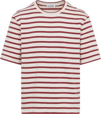 Jil Sander Homme, Tops, Rouge, Taille: XL T-shirt en coton &agrave; col rond