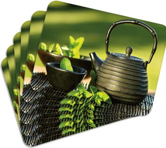 MG Design Set aus 6 Kork-Platzsets - Tea 3 - 30 x 40 cm - hitzebest&auml;ndig & abwischbar, mit Korkr&uuml;ckseite