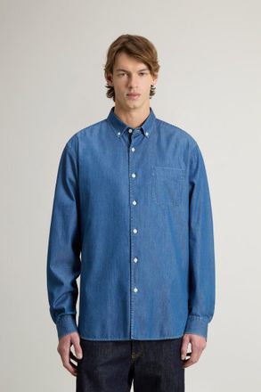 Woolrich Herren Shirt aus reiner Baumwolle Blau Größe XXL