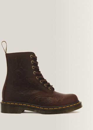 Dr. Martens 1460 Pascal Deboss Floral 8-&Ouml;sen Crazy Horse Leder Stiefel in Braun, Gr&ouml;&szlig;e: 36