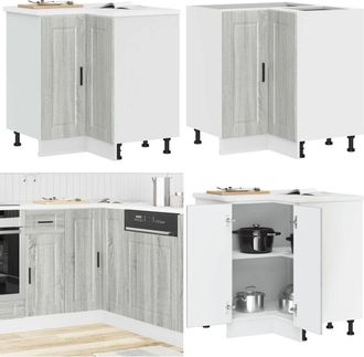 vidaXL K&uuml;chen-Eckunterschrank Porto Grau Sonoma Holzwerkstoff - Holzwerkstoff - Stauraum