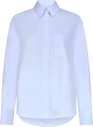 Loulou Studio Femme, Blouses et Chemises, Bleu, Taille: 42 FR Lee Shirt with Embroidery