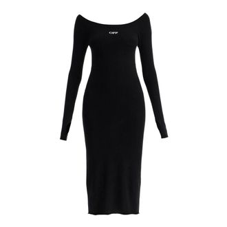 Off-white Femme, Robes, Noir, Taille: 38 FR Robe Midi M&eacute;lange Viscose