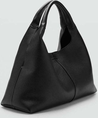 Mango Sac port&eacute; &eacute;paule en cuir passepoil&eacute; noir - Femme - Taille unique - MANGO