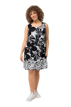 Ulla Popken Damen Swingdress mit Print Kleid, Schwarz, 54-56