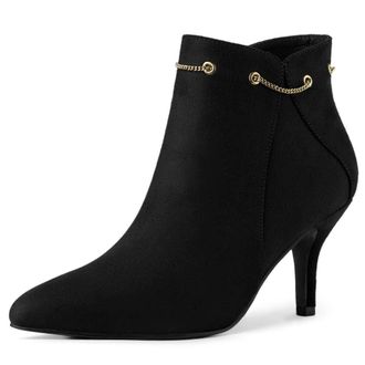 Allegra K Damen Stiefeletten mit spitzem Zehenbereich, seitlicher Rei&szlig;verschluss, Stiletto-Absatz, Stiefeletten, Schwarz, 39 EU