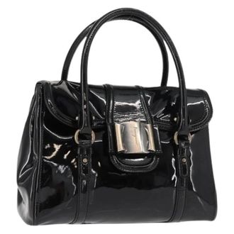 Ferragamo Sac &agrave; main en toile enduite Pre-owned - Femme - Pre-owned - Noir - Taille: ONE Size