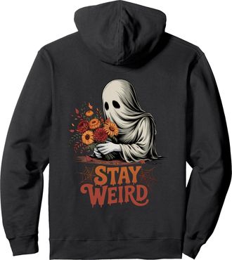 Shinkai Halloween-Geist im Vintage-Stil mit Blumen, bleib seltsam Pullover Hoodie