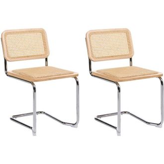 Beliani Esszimmerstuhl 2er Set CORDOVA Rattan Hellbraun