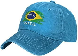 Generic YINGD Casquette de baseball br&eacute;silienne r&eacute;glable avec drapeau du Br&eacute;sil, chapeau de soleil unisexe respirant, 652, taille unique
