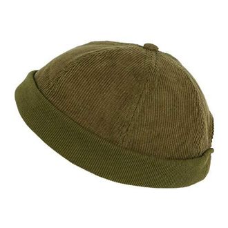 L&eacute;on Montane Bonnet Docker Velours Vert Kaki en Coton Chapelier Hodack - Homme