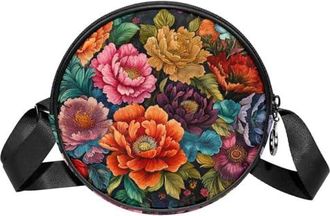 Generic Sac &agrave; bandouli&egrave;re rond pour femme, sac &agrave; bandouli&egrave;re rond d&eacute;contract&eacute; avec fermeture &eacute;clair et bretelles r&eacute;glables Rouge vif