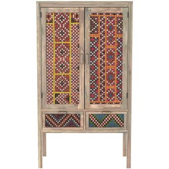 Rendez-Vous D&eacute;co Rendez-vous D&eacute;co - Armoire 2 portes 2 tiroirs en manguier et cannage color&eacute; - massa&iuml;