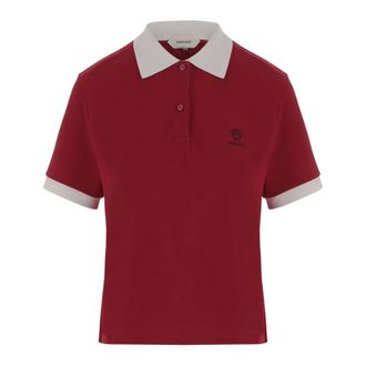 Versace Femme, Tops, Rouge, Taille: 38 FR Polo en Piqu&eacute; de Coton