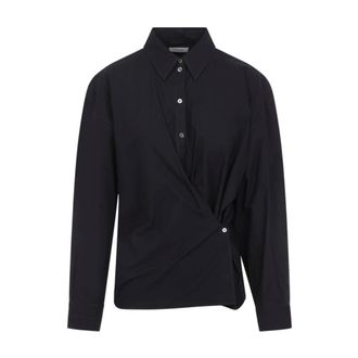 Christophe Lemaire Femme, Blouses et Chemises, Bleu, Taille: 38 FR Chemise Droite Torsad&eacute;e &agrave; Col Classique
