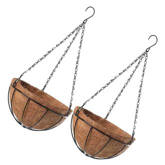 Hemobllo 2 St&uuml;ck H&auml;ngeampeln aus Metall mit Kokosfasereinsatz Kleiner H&auml;ngender Pflanzk&uuml;bel f&uuml;r Garten und Balkon mit Kette Atmungsaktiv und Wetterbest&auml;ndig