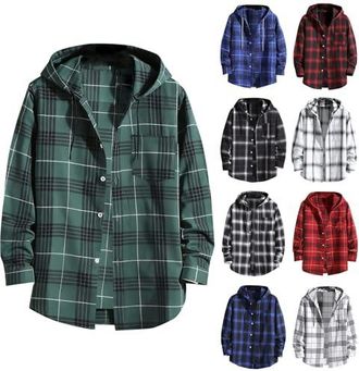 Generic Chemises &agrave; carreaux pour homme - Chemise d&eacute;t&eacute; l&eacute;g&egrave;re &agrave; manches longues - Chemise d&eacute;t&eacute; l&eacute;g&egrave;re - Boutonni&egrave;re - Chemise &agrave; carreaux - Chemise &agrave; manches lo