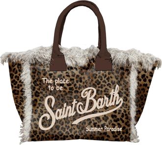 MC2 Saint Barth Femme, Sacs, Brun, Taille: ONE Size Sand Leopard 19 Vanity Canvas Bag