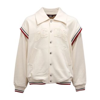 GCDS Collared Jersey Logo Bomber - - Jackets - Herren - Wei&szlig; - L