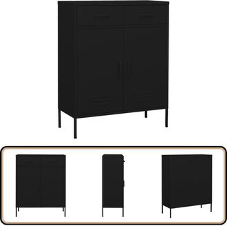 vidaXL Vidaxl - Armoire de rangement Noir 80x35x101,5 cm Acier - Meuble De Rangement - Armoire Noir - Armoire M&eacute;tallique - Rangement Salle De S&eacute;jour