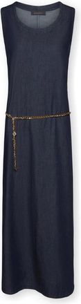 Elena Miro Femme, Robes, Bleu, Taille: 46 FR Sleeveless Chambray Dress