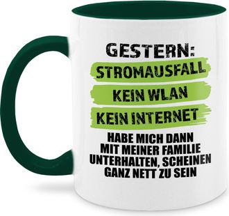 Shirtracer Tasse Tassen 325ml - Gaming - Gestern Stromausfall Kein Wlan Kein Internet I Lustiger Gamer Spruch - 325 ml - Dunkelgrün - für personalisierte game ka