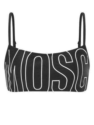 Moschino haut de bikini à logo imprimé - Noir