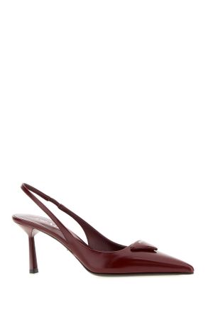 Prada Womens Burgundy Leather Pumps Porpora Scarpe Con Tacco High Heel Shoes