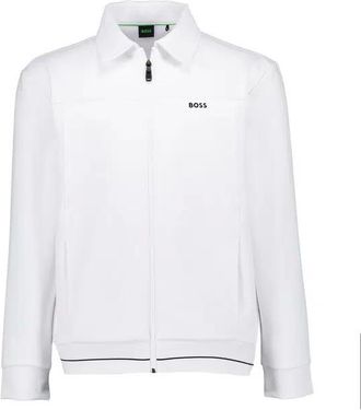 HUGO BOSS Herren Overshirt wei&szlig; Baumwolle unifarben