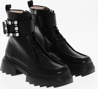 Roger Vivier Schn&uuml;rstiefeletten Aus Leder Mit Schmuck-Schnalle Roger Vivier