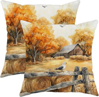 Generic Fall M&ouml;we Vogel Dekokissen Komfort Sofakissen Quadratische Kissenh&uuml;lle F&uuml;r Heimdekoration Schlafzimmer Sofa 45X45Cm 2Er Set