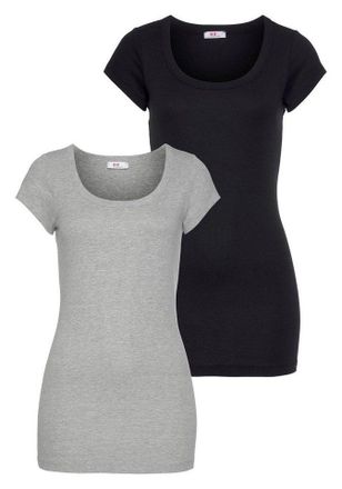 Flashlights T-Shirt (Packung, 2er-Pack) figurbetonter Schnitt, unifarben, Rundhalsausschnitt