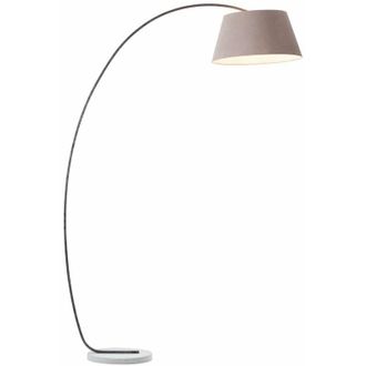 Brilliant Brok Bogenlampe 2,0 m - E27-Fassung, schwenkbarer Schirm, Fu&szlig;schalter- Taupe/Grau - ideal f&uuml;r Wohnzimmer & Leseecke - Brilliant