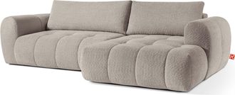 Konsimo Ecksofa Lira mit Stauraum Schlaffunktion Pflegeleicht L-Form Links- oder rechtsseitig Zeitloses Design und Eleganz | Bequemes Mega-Ecksofa (rechts gra