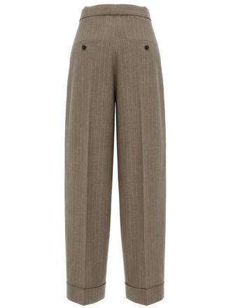Max Mara Pinstripe Virgin Wool Trousers - Brown