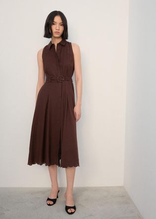 Mango Robe chemisier brod&eacute;e marron - Femme - XS - MANGO