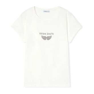 Motivi T-Shirt mit Strassbuchstaben und Fl&uuml;geln - - Tops - Damen - Wei&szlig; - S