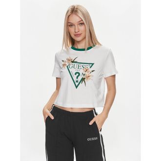 Guess T-Shirt Zoey V4GI02 K46D1 Wei&szlig; Boxy Fit