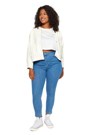 Trendyol Trendyol Womens Damen Gerade Hohe Taille Plus-Size Jeans, Blue, 42