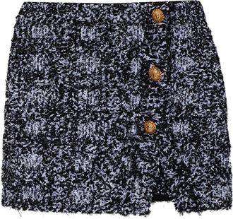 Balmain button frayed mini skirt - Schwarz