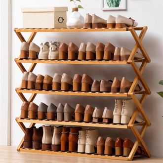 Generic Schuhregal aus Bambus, Faltbar Schuhst&auml;nder, Platzsparendes Vertikales Schuhregale for Eingangsbereich, Wohnzimmer, Schlafzimmer, Balkon, Studentenwoh