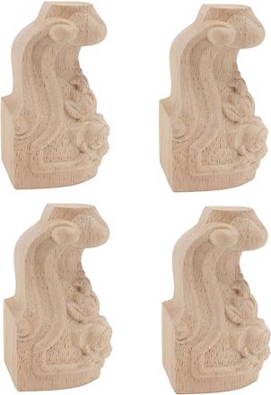 DOITOOL 4 Stück Rosa Geschnitzte Möbelbeine aus Gummibaumholz Dekorative Schrankfüße Sofabeine und Tischbeine Langlebig Geräuschgeschützt Einfach zu Montieren