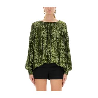 Paco Rabanne Femme, Blouses et Chemises, Vert, Taille: 38 FR Blouse &agrave; Sequins