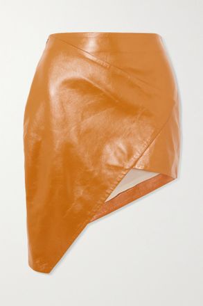 Zeynep Arcay Mini-jupe Effet Portefeuille Asym&eacute;trique En Cuir - Dor&eacute;