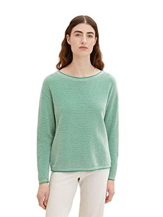 Tom Tailor 1033125 Pull en Tricot avec Structure Femme,31311 - Green Bubble Structure,XL