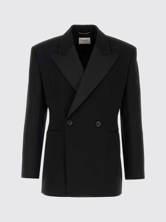 Saint Laurent Veste de smoking crois&eacute;e en laine &agrave; revers en pointe