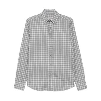 Canali Chemise Casual &agrave; Carreaux - Homme - Chemises - Gris - Taille: S