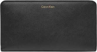 Calvin Klein Geldb&ouml;rse Foil Logo Passport Longfold LV04F1205G Schwarz