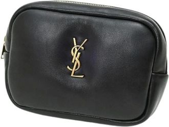 Saint Laurent Pre-owned Pochette en Cuir - Femme - Pre-owned - Noir - Taille: ONE Size